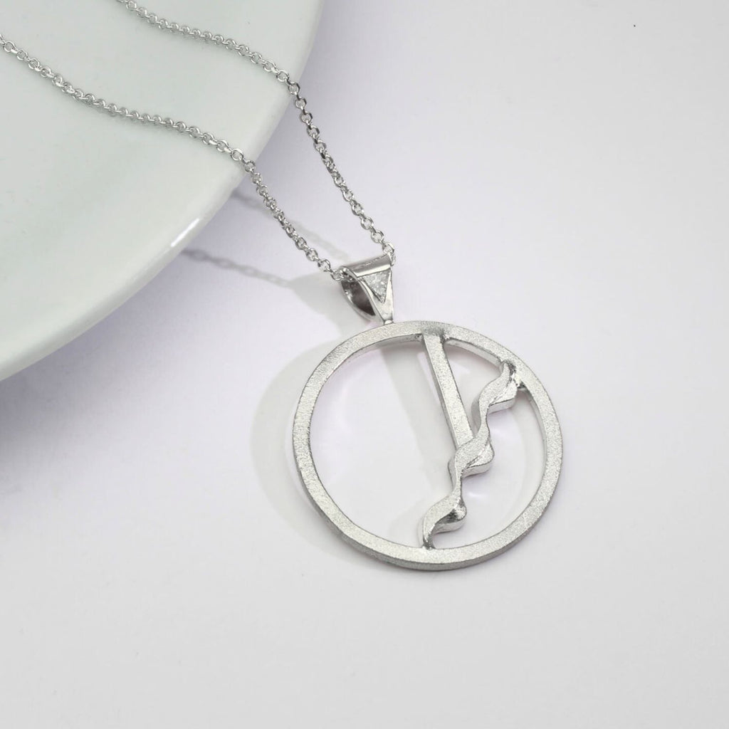 Bespoke Silver Glissando Pendant with Triangular Diamond – Mari Thomas Jewellery
