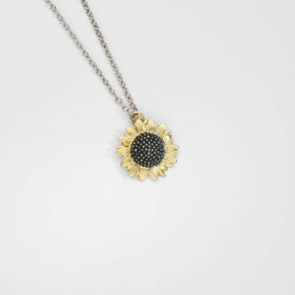 Large silver 22ct gold plated sunflower pendant by Charmian Ottaway ...