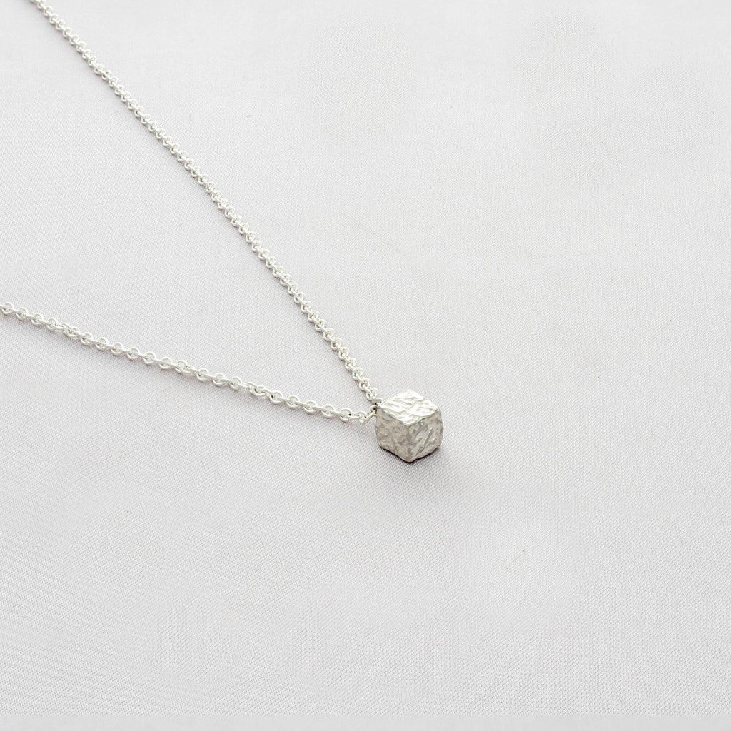 Dainty silver cube pendant – Mari Thomas Jewellery